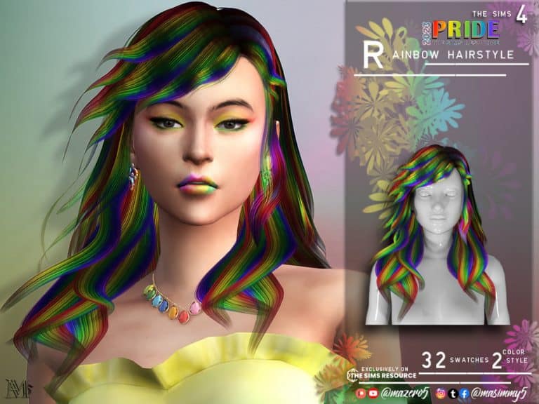 Rainbow Hairstyle - Sims 4 Haircuts