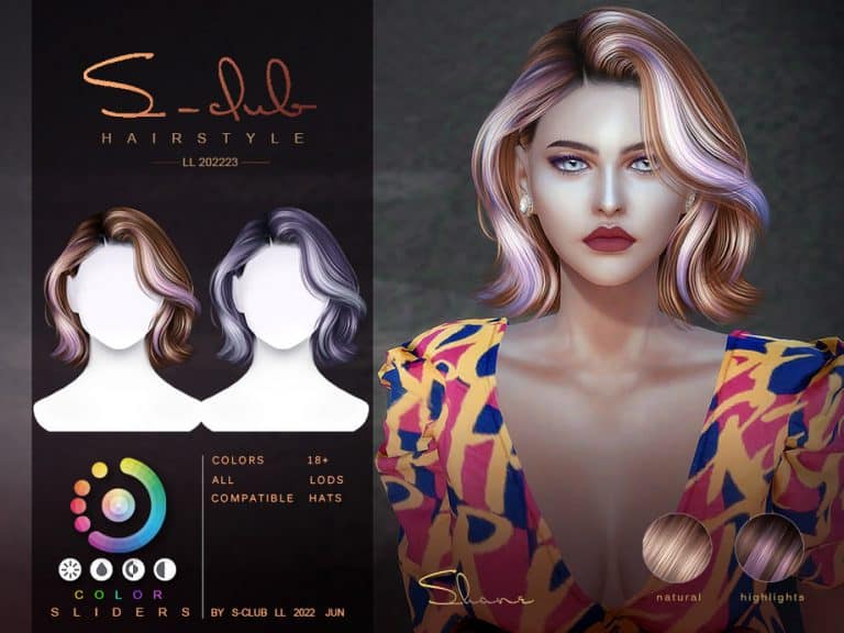 Short Highshine female hairstyle (Shane) by S-CLUB - Sims 4 Haircuts